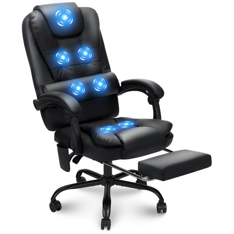 Latitude Run Executive Office Chair With Massage Ergonomic Office Chair With Adjustable Footrest And Linkage Armrest Reviews Wayfair